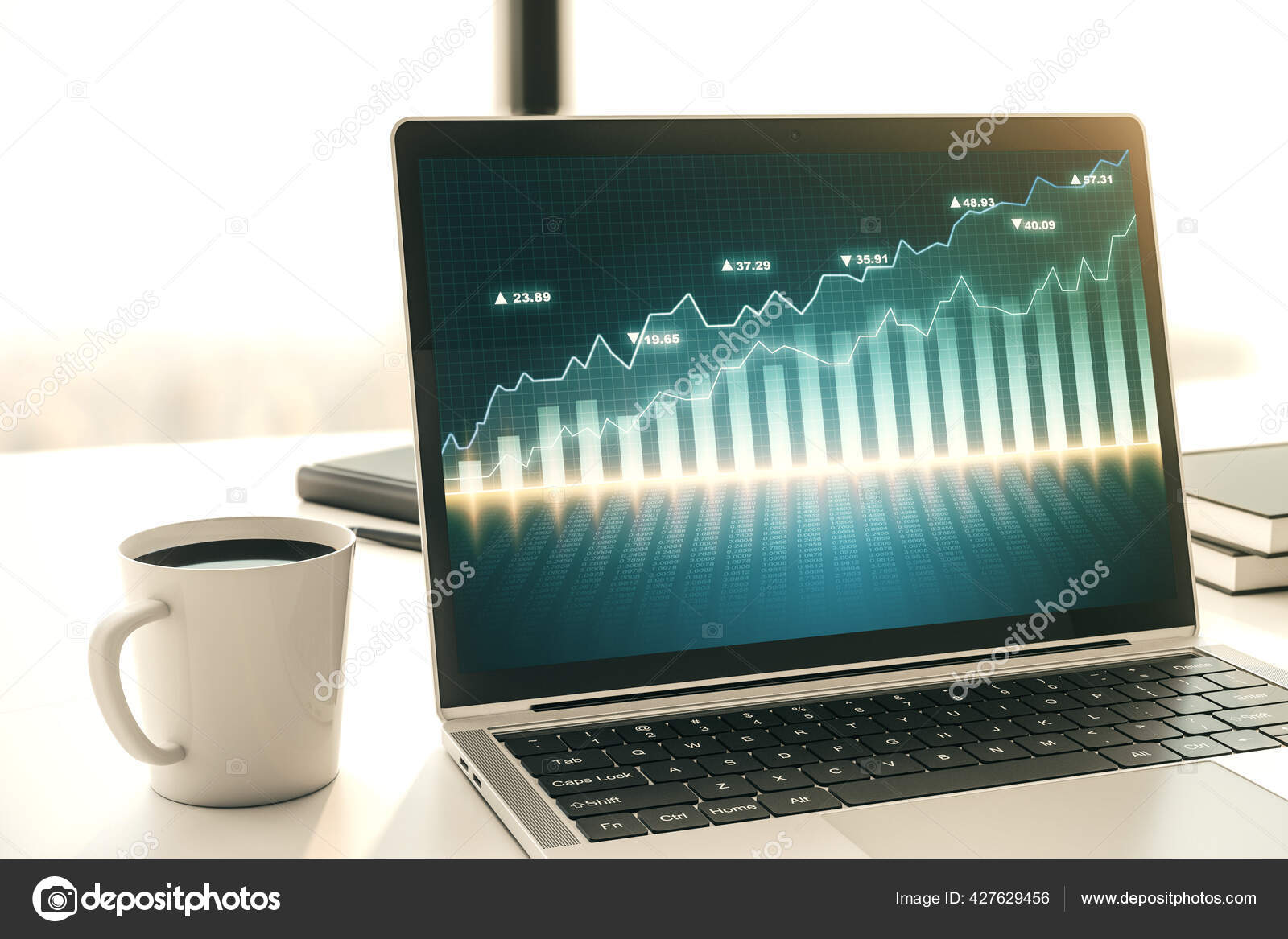 Abstract creative financial diagram on modern computer monitor, banking ...
