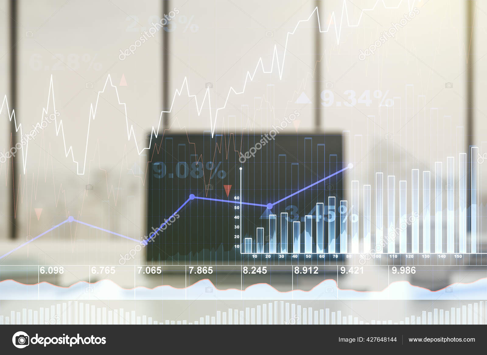 Abstract creative financial graph on modern laptop background, forex ...
