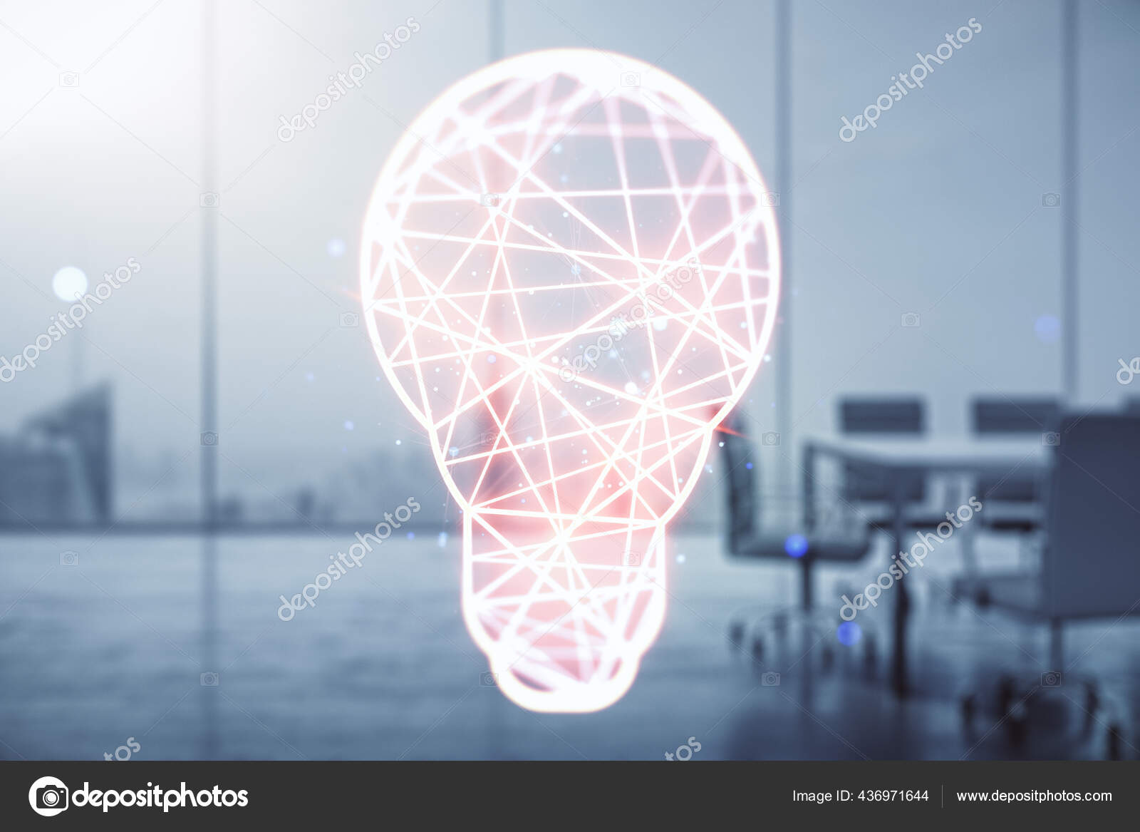 Virtual Idea concept with light bulb illustration on a modern ...