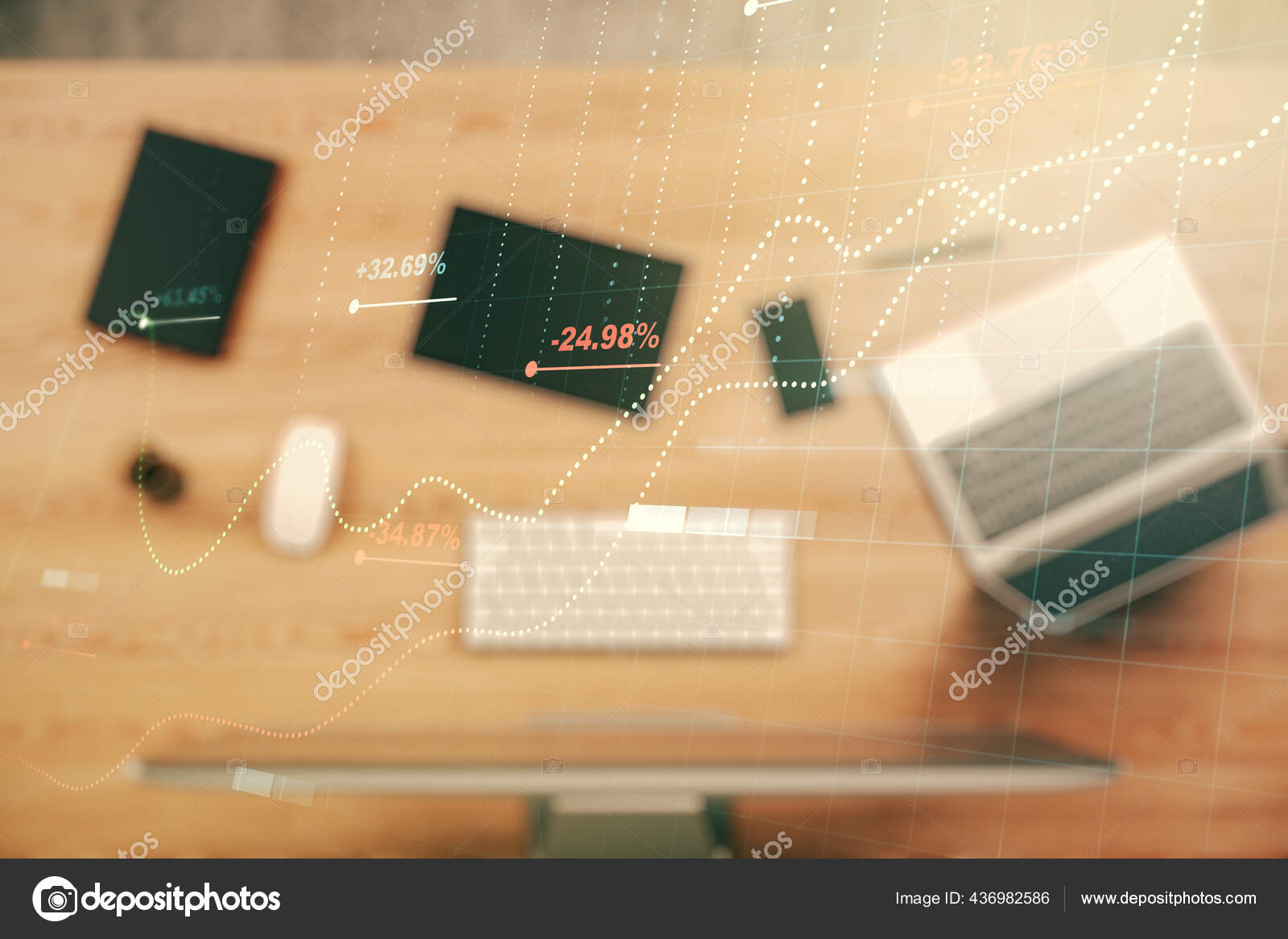 Abstract creative analytics data spreadsheet on modern computer ...