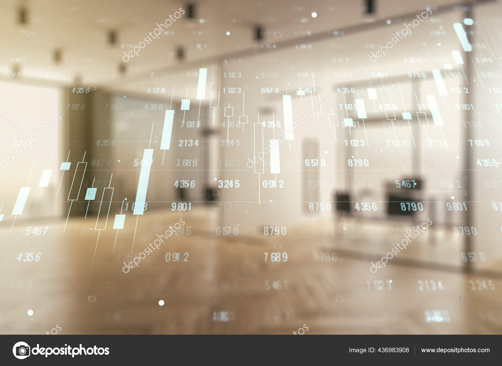Multi exposure of abstract statistics data hologram interface on a ...