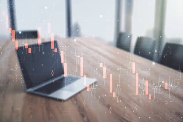 Creative abstract global crisis chart with world map sketch on modern ...