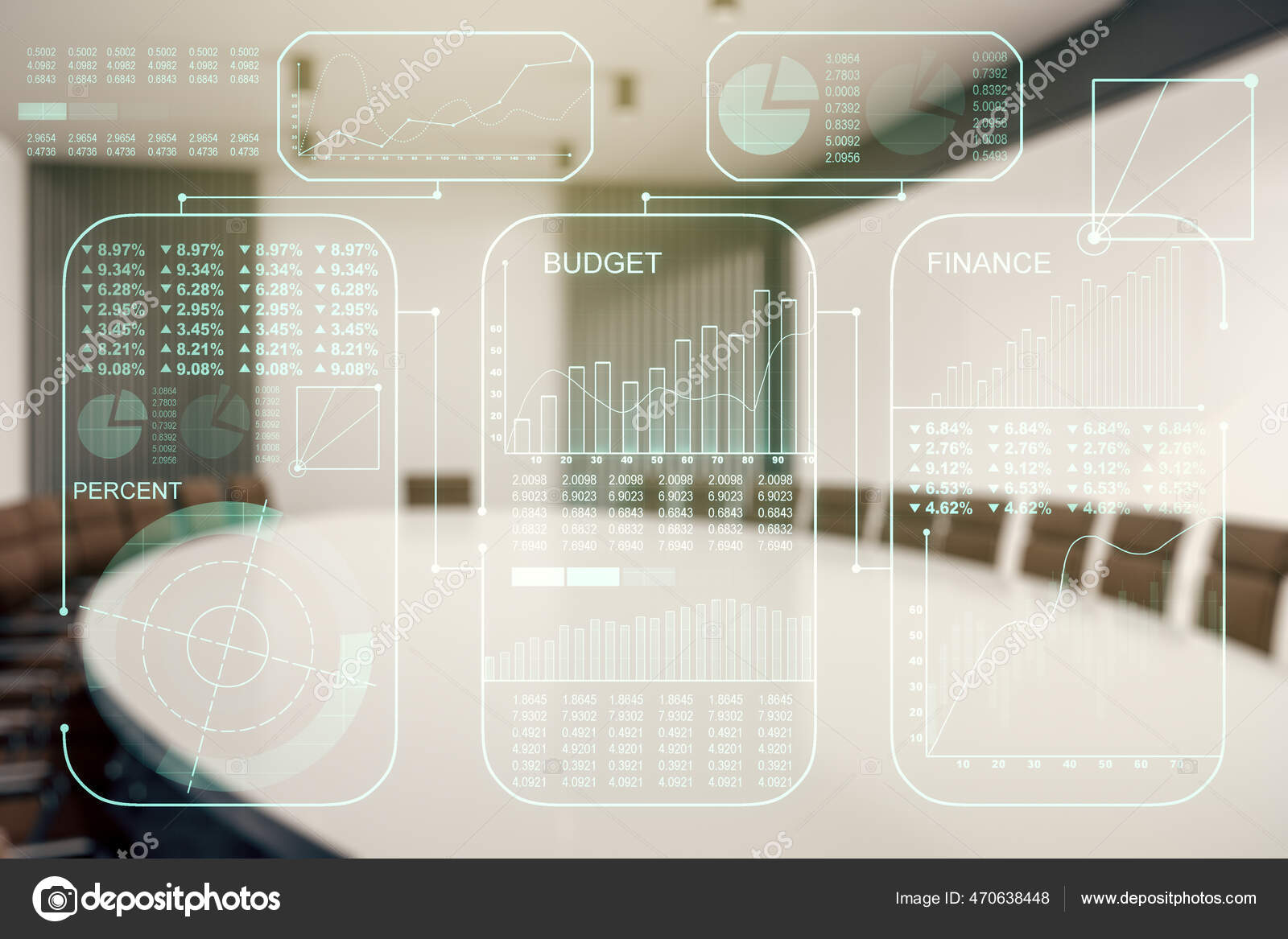 Multi exposure of creative statistics data hologram on a modern meeting ...