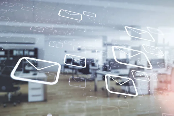 Creative abstract postal envelopes hologram on modern computer ...