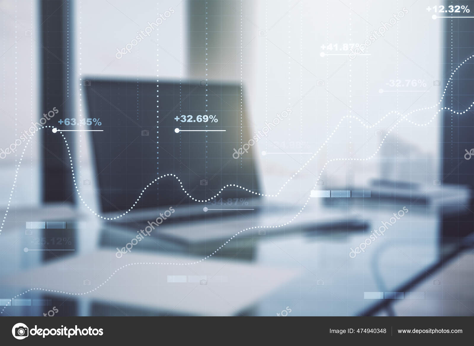 Abstract creative analytics data spreadsheet on modern computer ...