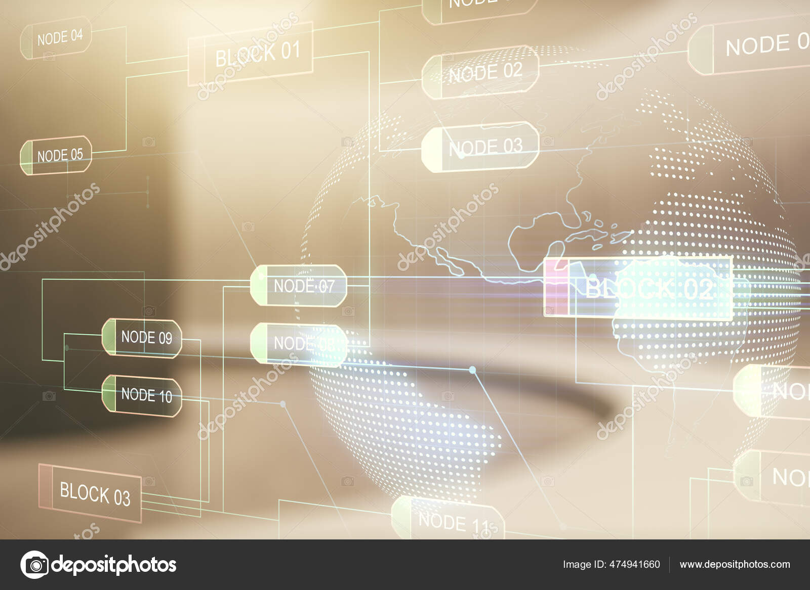 Multi exposure of abstract creative coding sketch and world map on ...