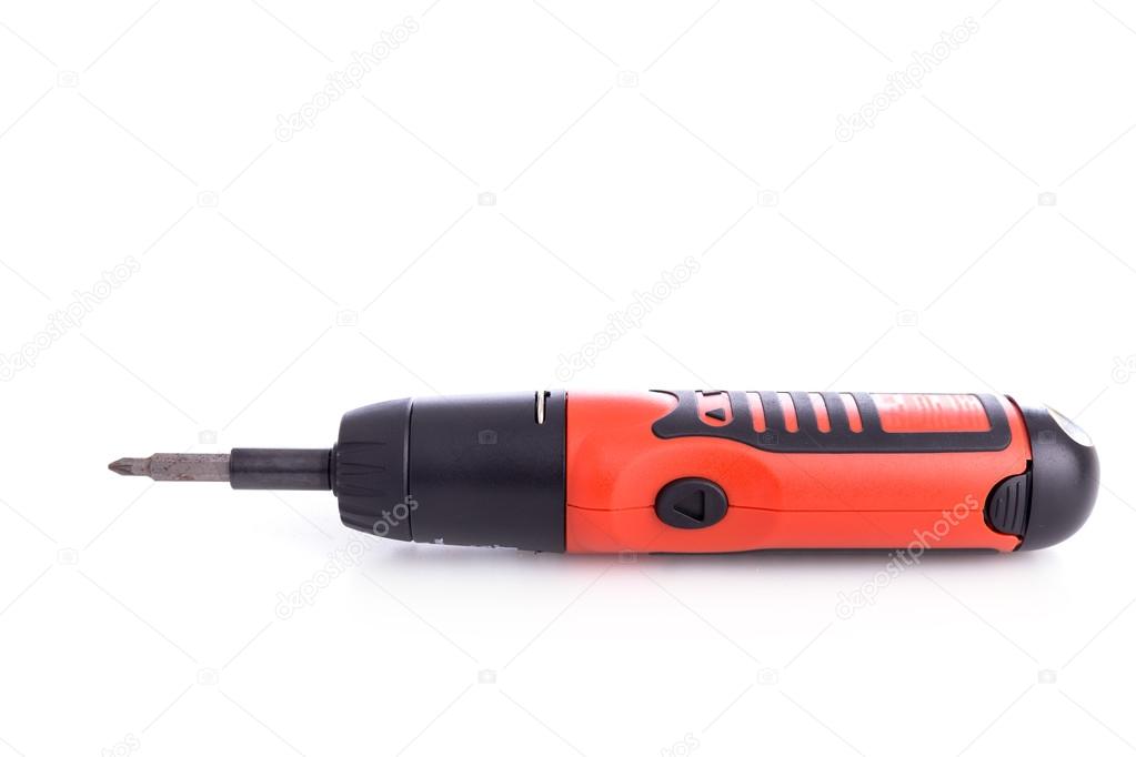 Red Cordless screwdriver or power drill isolated on white backgr Stock ...
