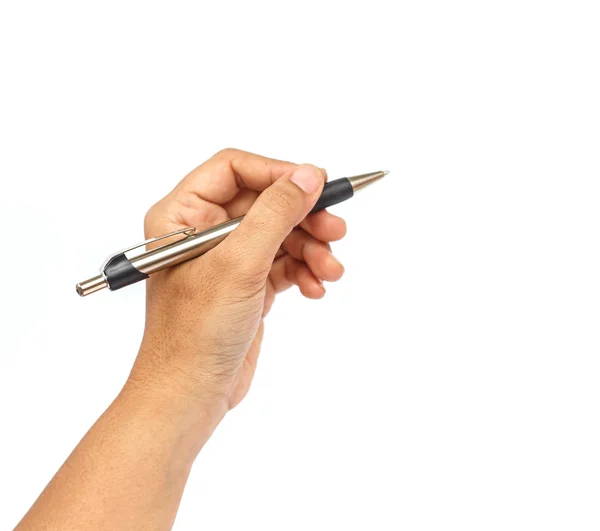 Hand holding pen isolated on white backgroun Stock Photo by ...