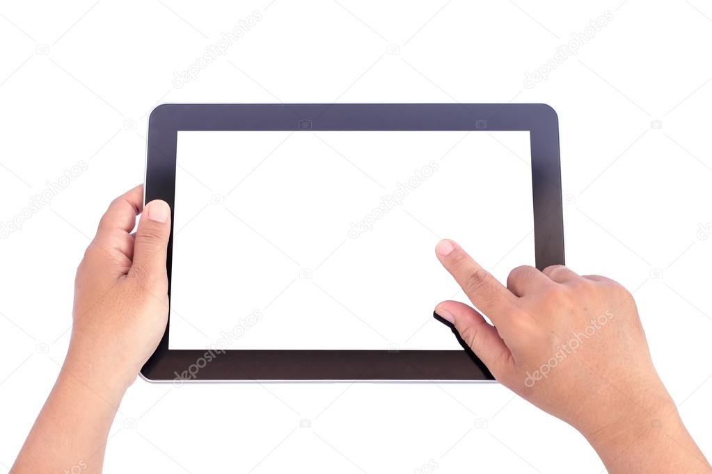 Hand holding tablet Stock Photo by ©PhanuwatNandee 57680369