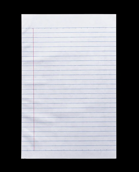 White lined paper isolated on black background Stock Photo by ...