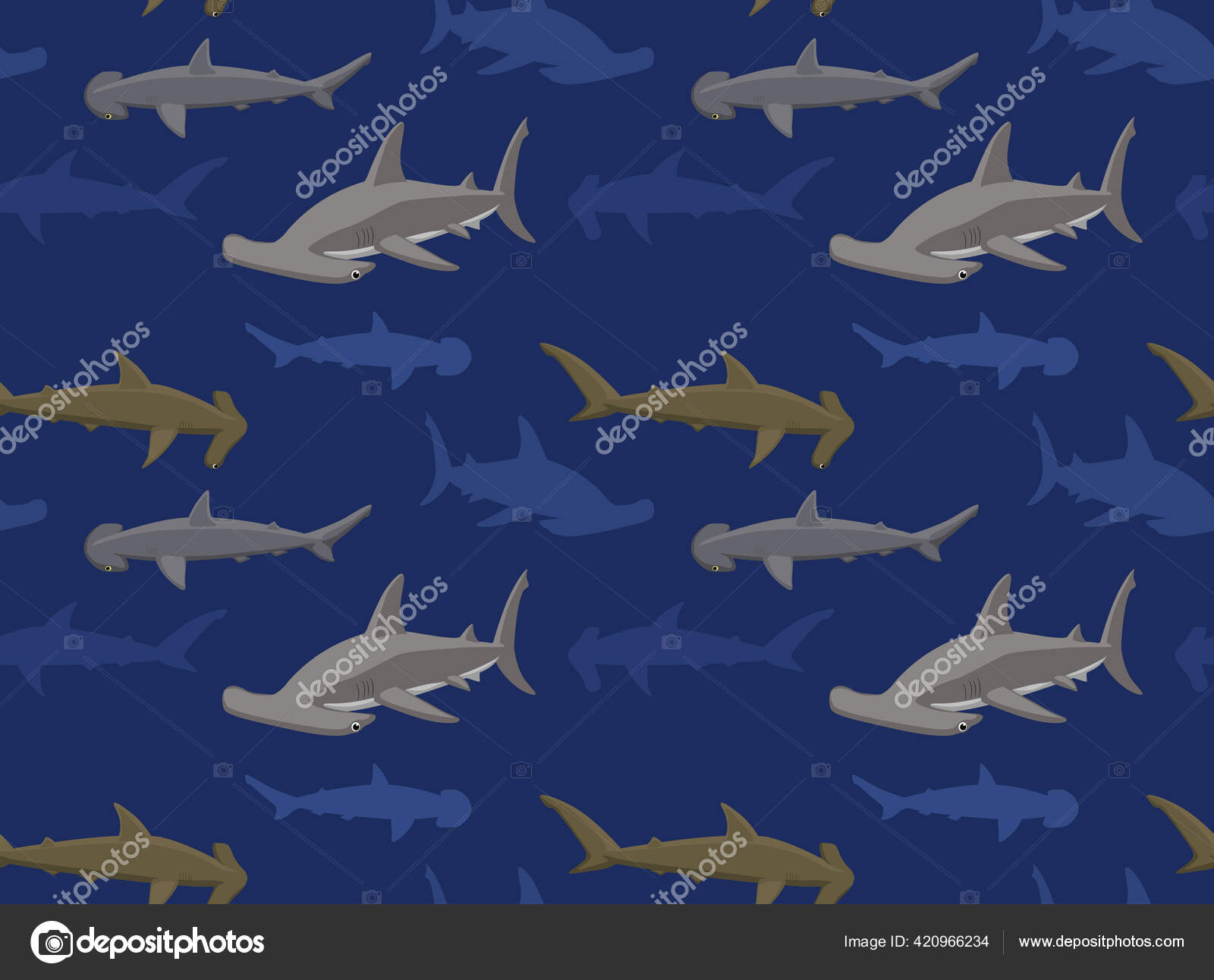 Sharks Wallpaper Cartoon Seamless Pattern Stock Vector by ©Punnawich ...