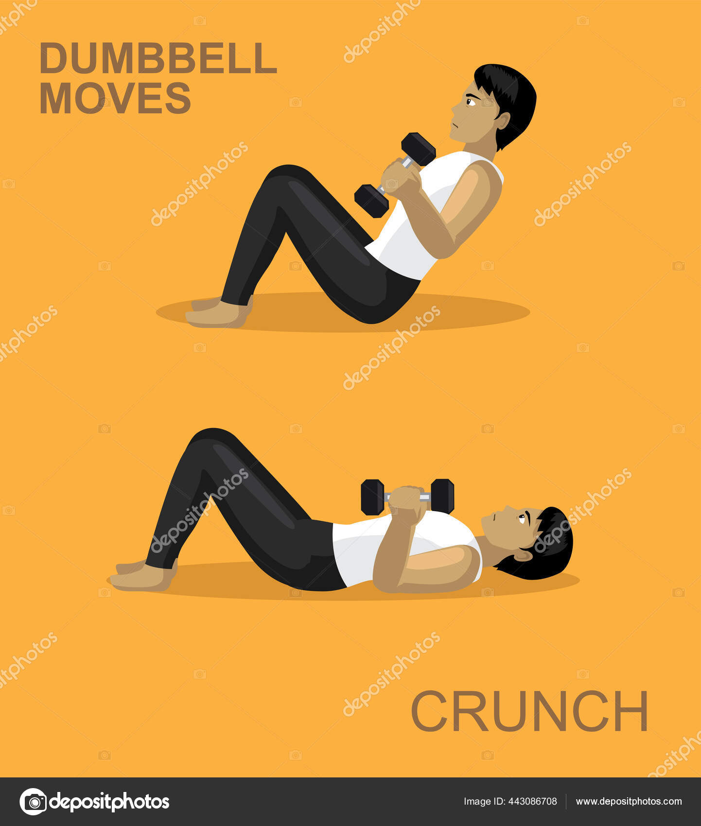 Crunch Dumbbell Moves Manga Gym Set Illustration Stock Vector Image by ...