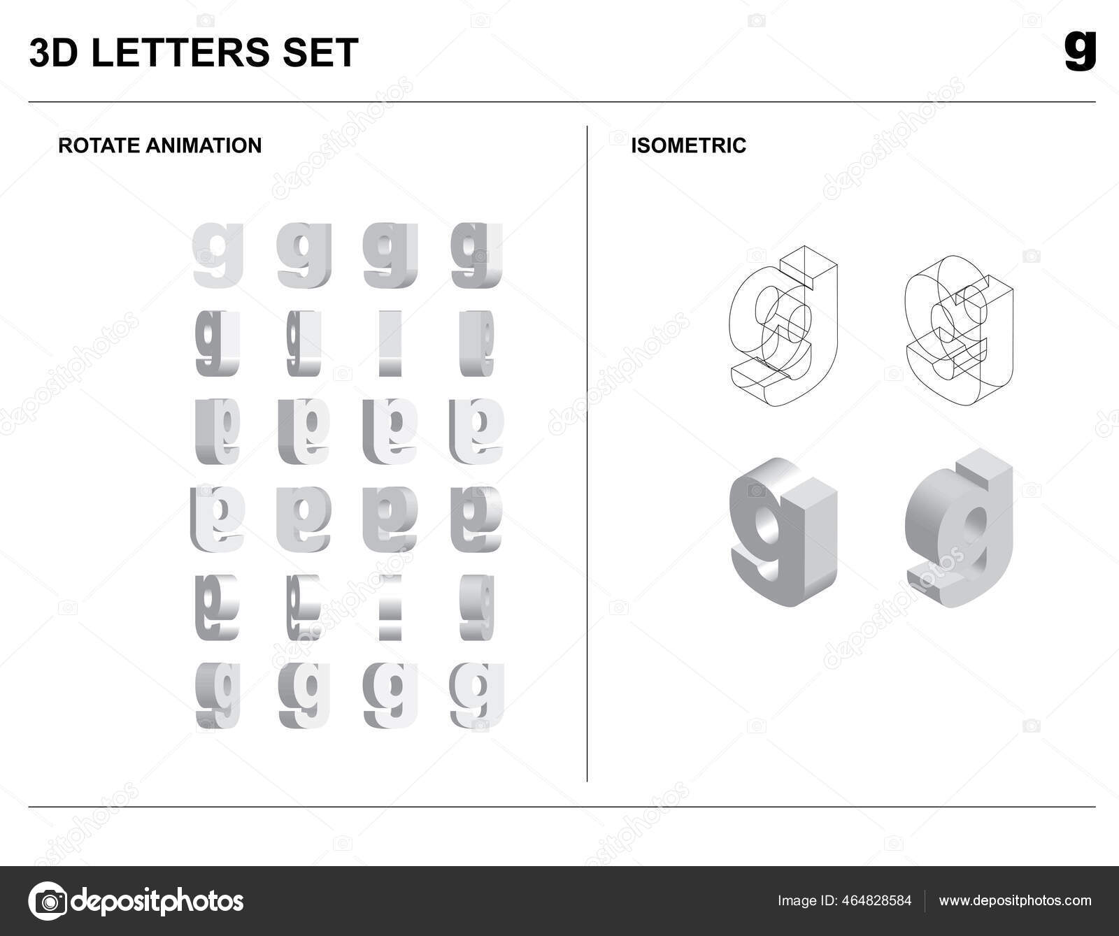 Alphabet Letters Set Animate Isometric Wireframe Vector Stock Vector ...