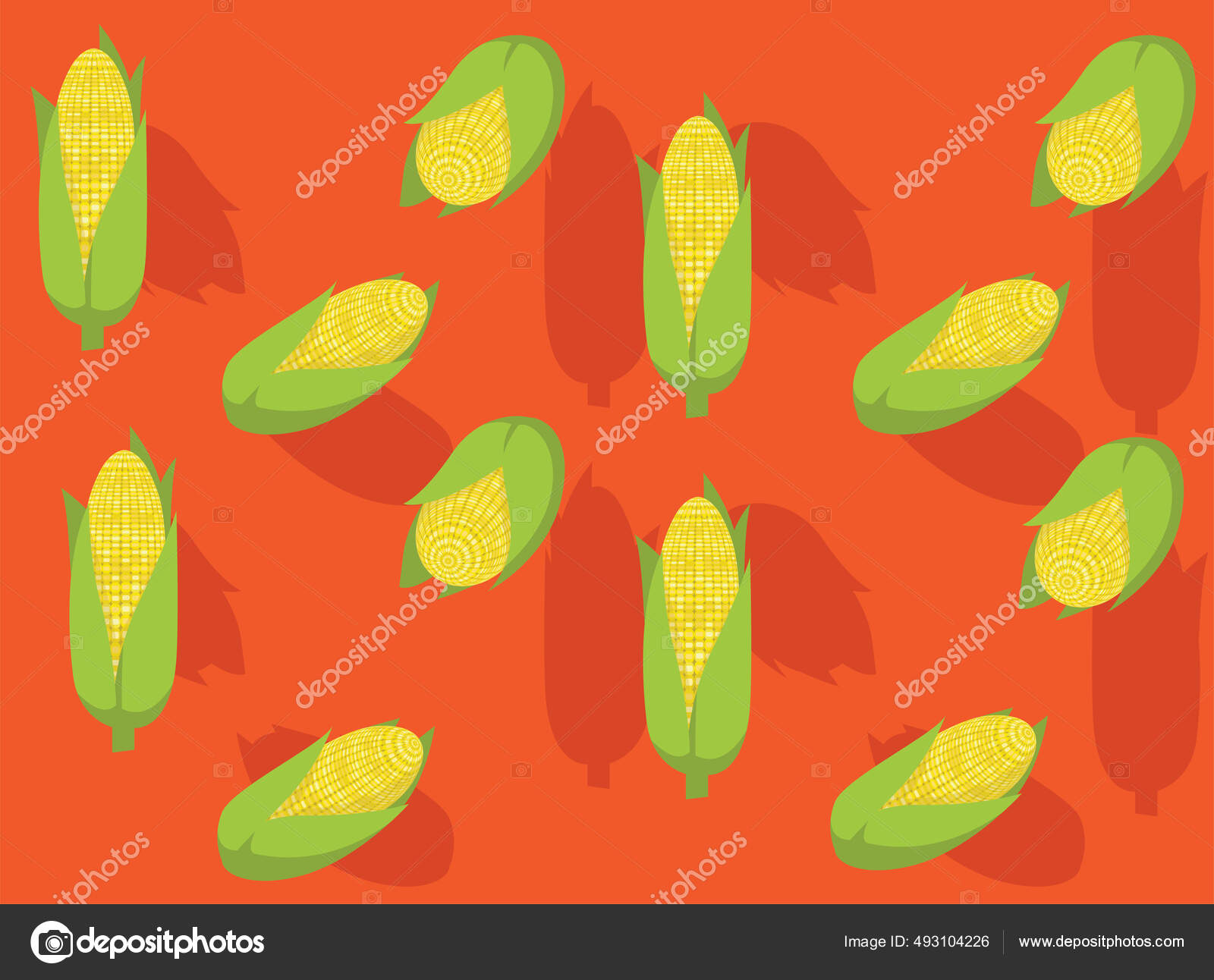 Corn Various Poses Vector Seamless Background Wallpaper Stock Vector by ...
