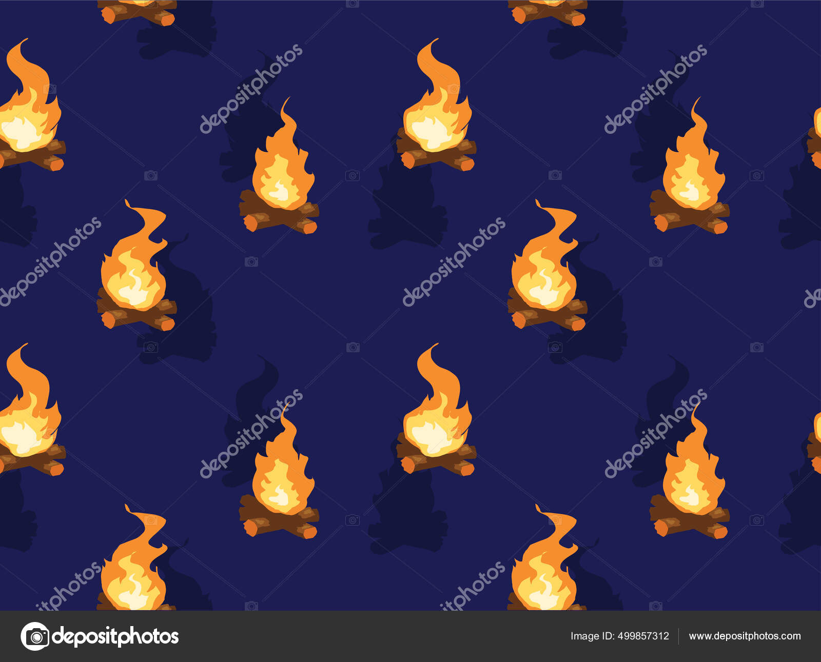 Camp Fire Animation Vector Illustration Seamless Background Stock ...