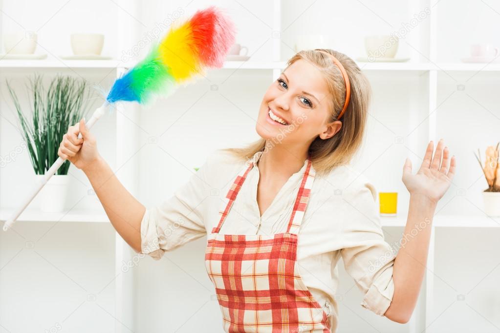 Housewife is ready for cleaning — Stock Photo © inesbazdar #69526983