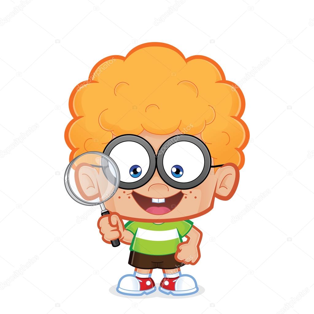 Nerd boy holding a magnifying glass Stock Vector by ©sundatoon 86215300