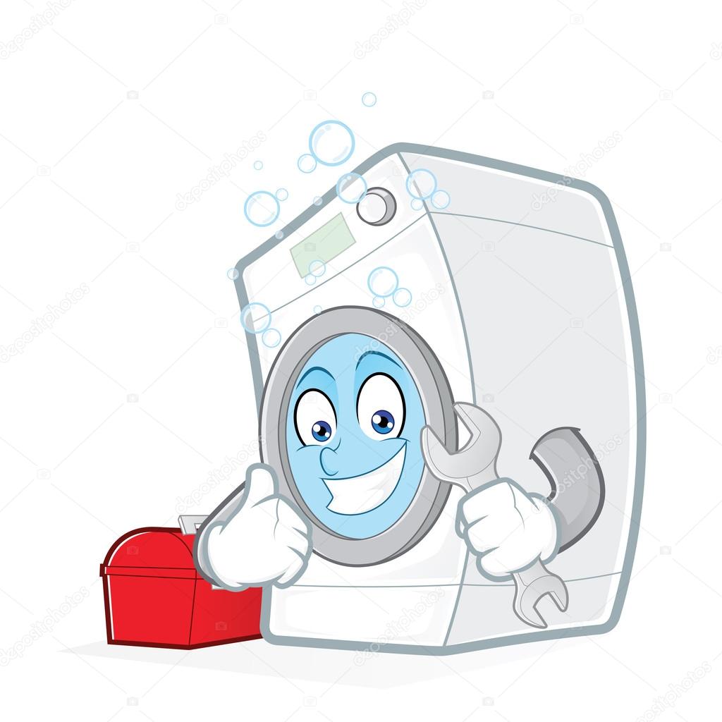 Washing machine holding a wrench with toolbox Stock Vector Image by ...