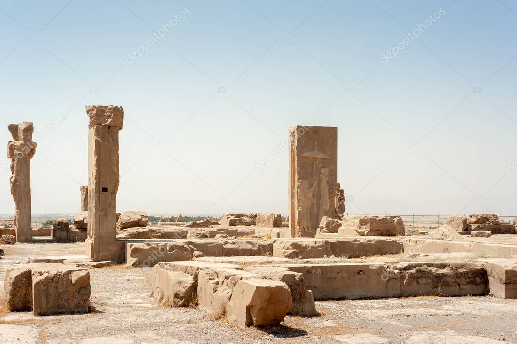 Fabulosa vista de las ruinas del palacio de Hadish (el palacio de ...