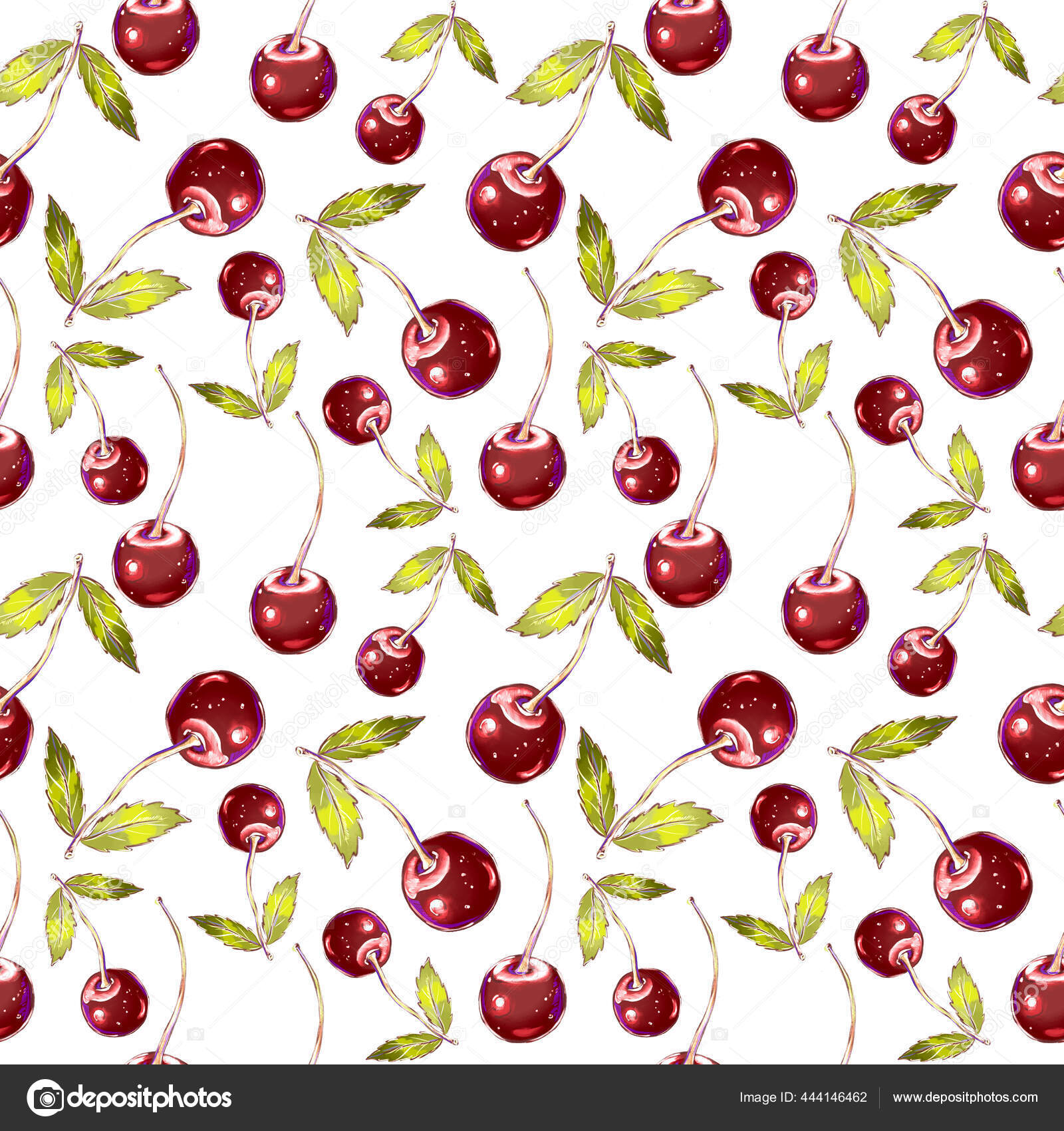 Cute cherry seamless pattern. Sweets and yummies. Colorful wallpaper ...