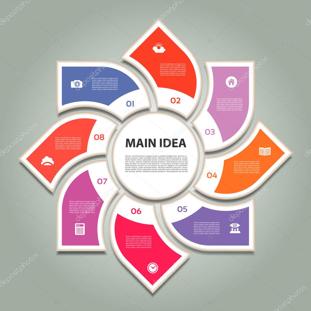 Diagramme cyclique avec huit étapes et icônes. eps 10 Vecteur par ...