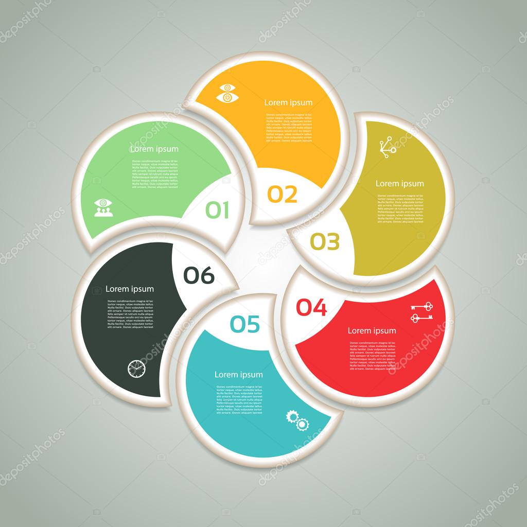 Diagrama cíclico con seis pasos e iconos. eps 10 Vector de stock ...