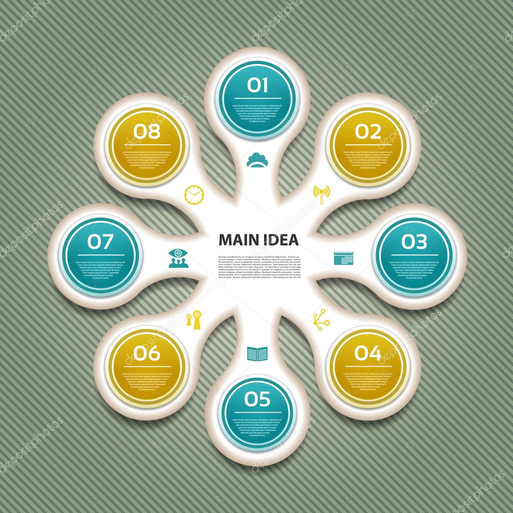 Cyclic diagram with eight steps and icons. eps 10 Stock Vector by ...