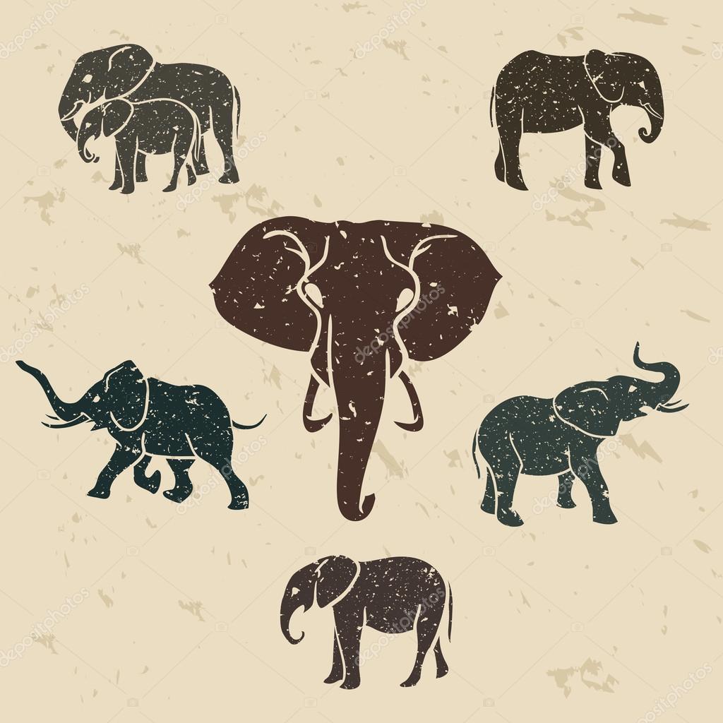 Elephants set — Stock Vector © Dashikka #72606777