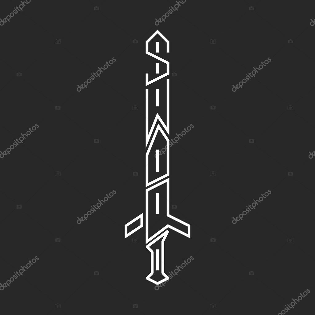 Sword logo hipster lettering — Stock Vector © UASUMY #100352474