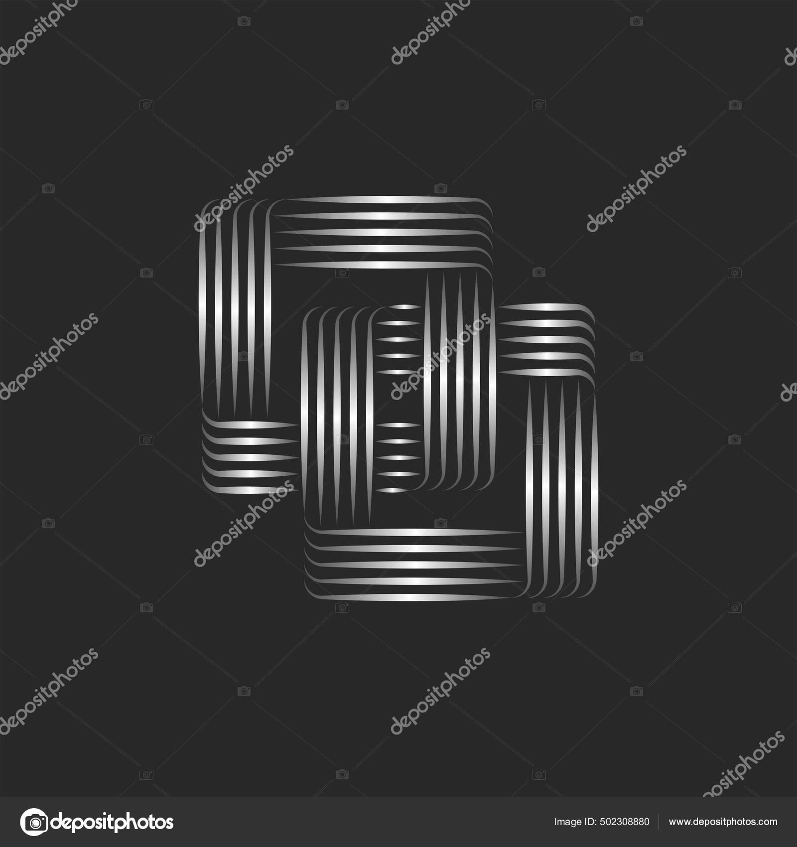 Two Squares Logo Two Linked Rectangular Chain Linear Creative Symbol ...