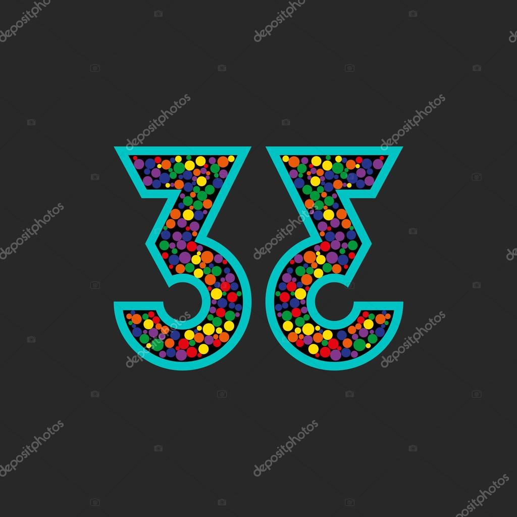 Colorful Number 33 logo Stock Illustration by ©UASUMY #70841721