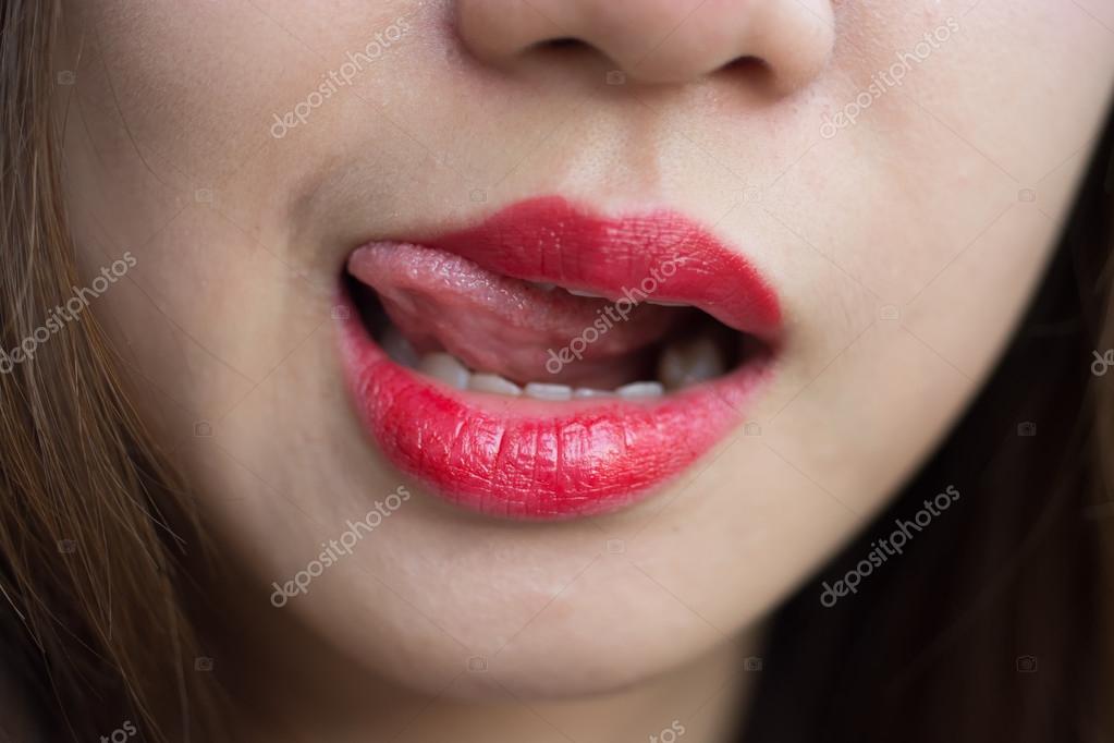 Passionate red lips as beauty background — Stock Photo © art8MB #114376996