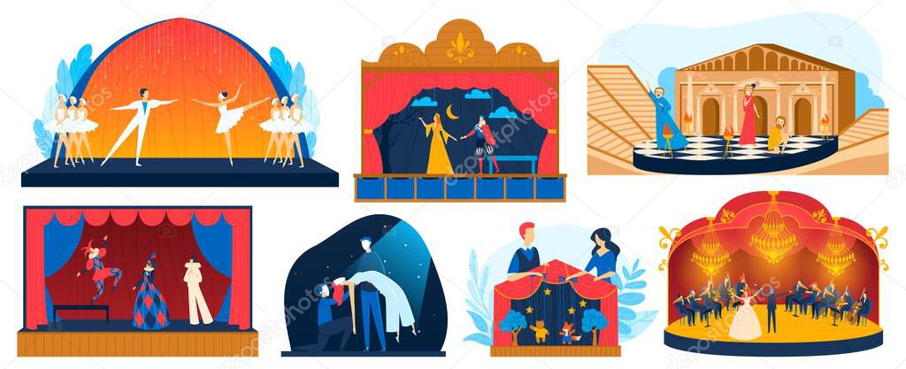 Vettoriale stockSet di illustrazioni vettoriali per spettacoli teatrali ...