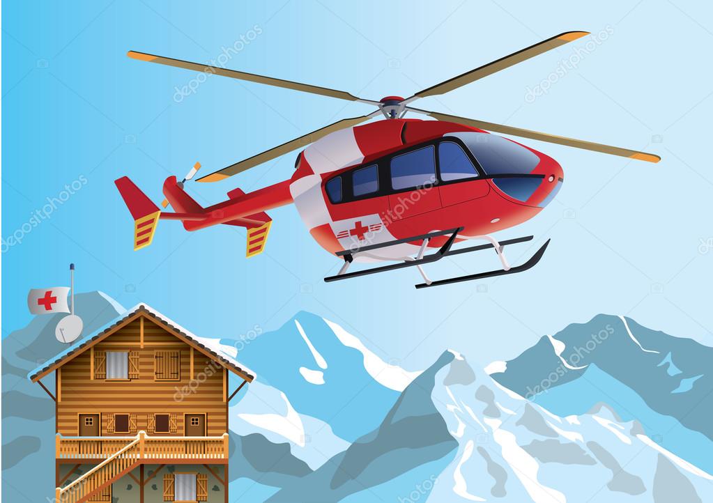 Alpine rescue helicopter Stock Illustration by ©johnnyknez #72071661