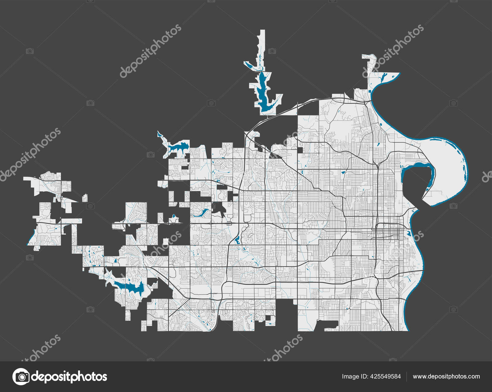 Omaha Map Detailed Map Omaha City Administrative Area Cityscape ...