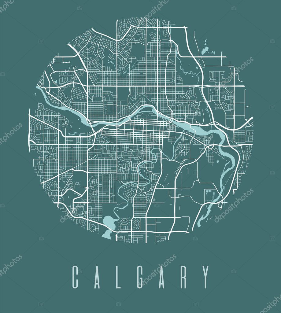 Calgary cartel del mapa. Diseño decorativo plano de la ciudad de ...