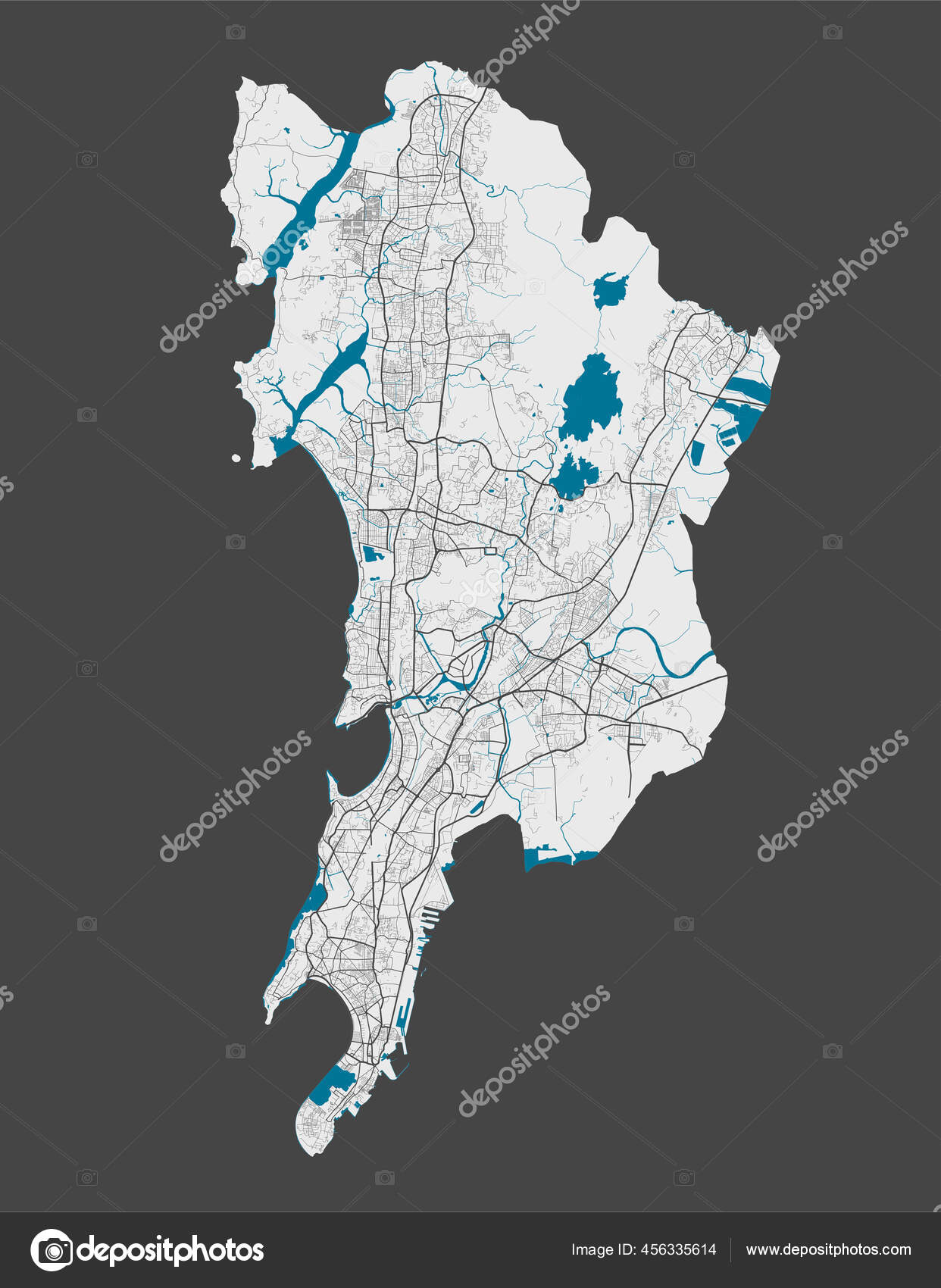 Mumbai Map Detailed Map Mumbai City Administrative Area Cityscape ...