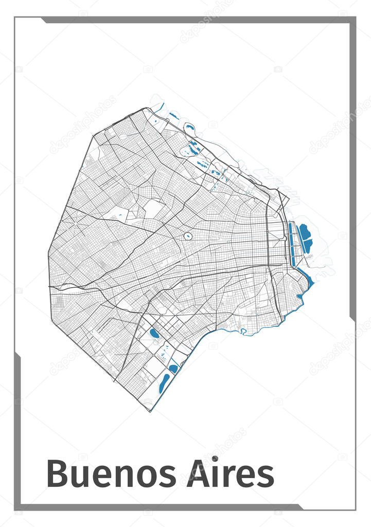 Buenos Aires mapa póster, vista de área administrativa. Mapa detallado ...