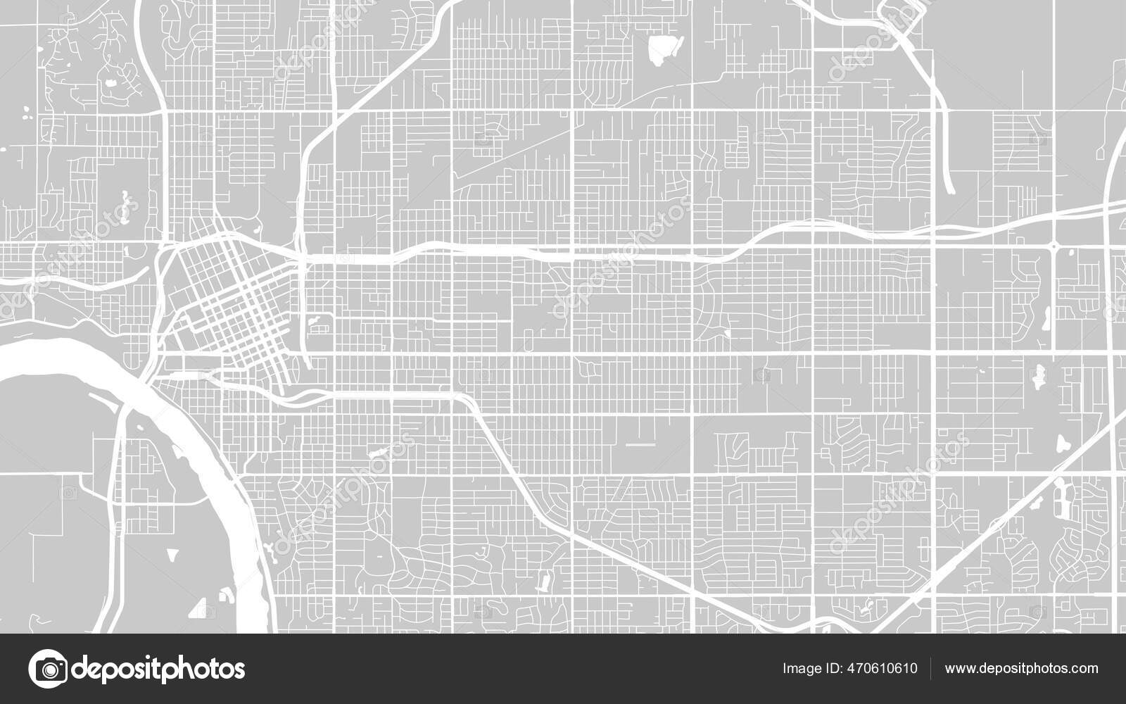 White Light Grey Tulsa City Area Vector Background Map Streets Stock ...