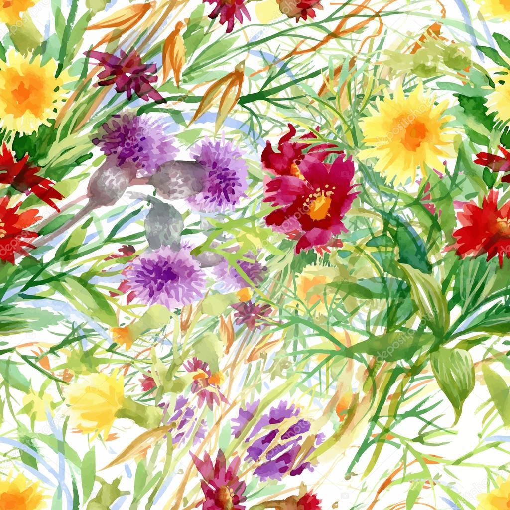 Beautiful Summer Flowers Pattern ⬇ Vector Image by © Kostan-PROFF ...