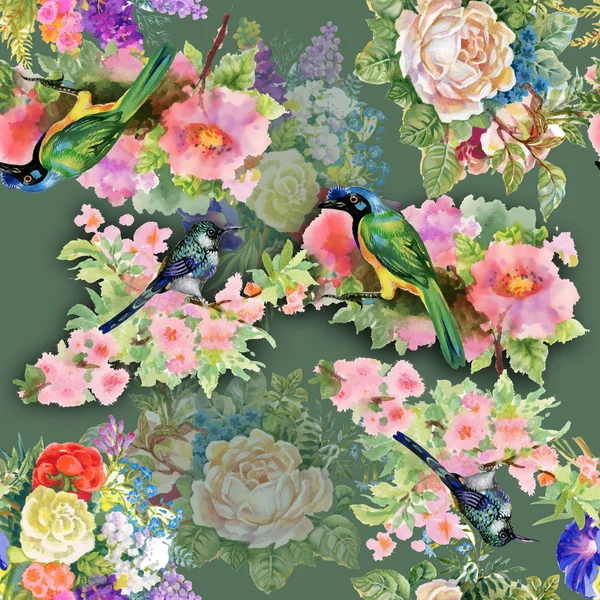 Exotic birds with flowers Stock Photo by ©Kostan-PROFF 62740347