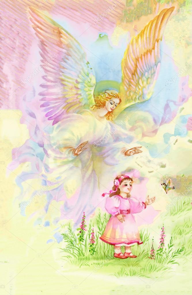 Beautiful angel with child Stock Illustration by ©Kostan-PROFF #92500840
