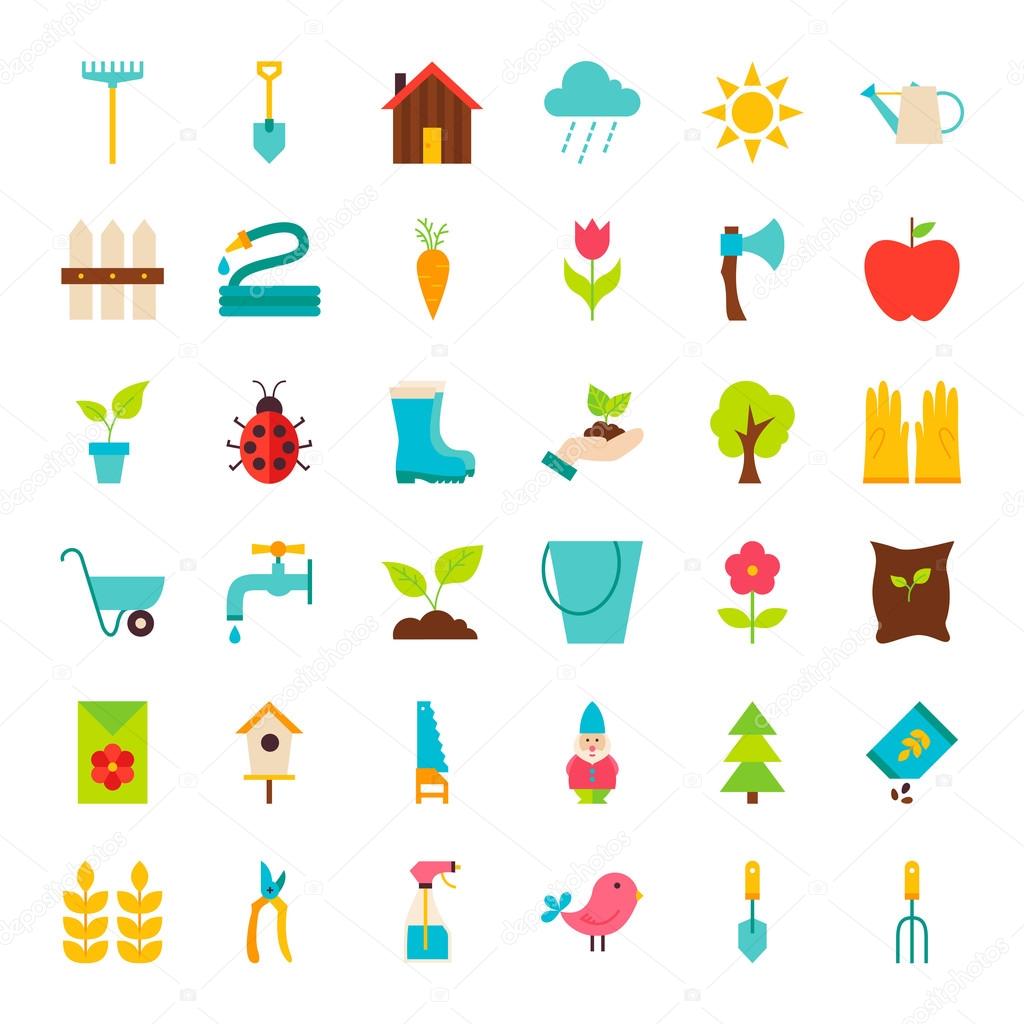 Big Spring Garden Flat Objects Set Stock Vector Image by ©Anna_leni ...