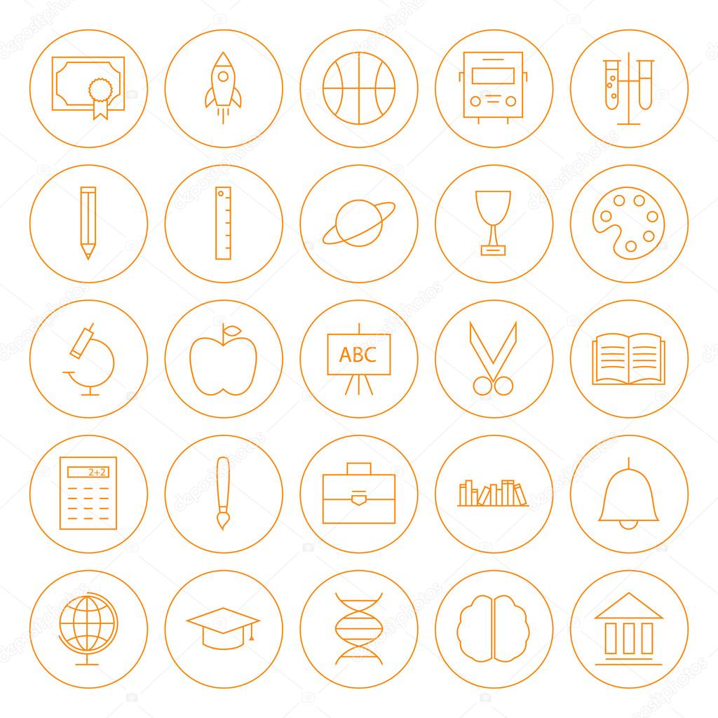 Line Circle Education Icons Set Stock Vector Image by ©Anna_leni #73025821