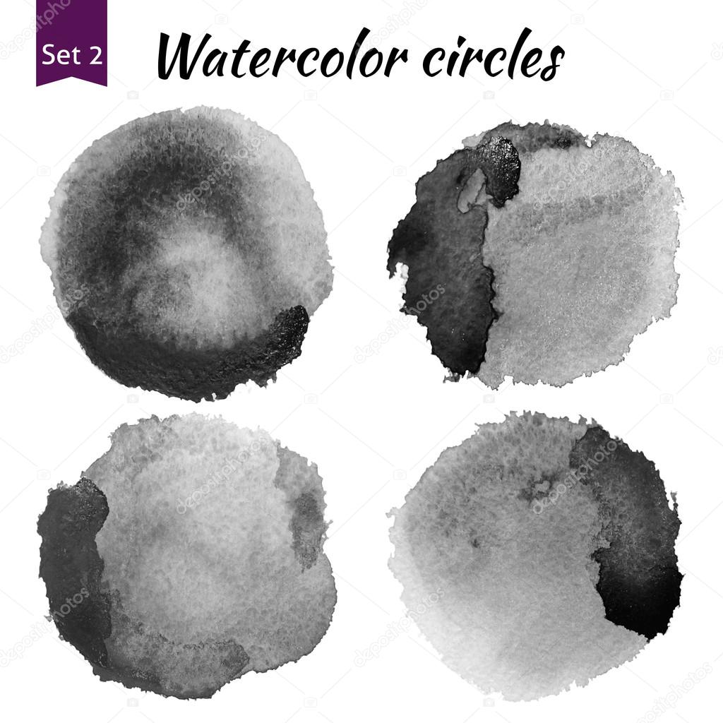 Watercolor Dark Grey Circles Set Stock Illustration by ©Anna_leni #73487093