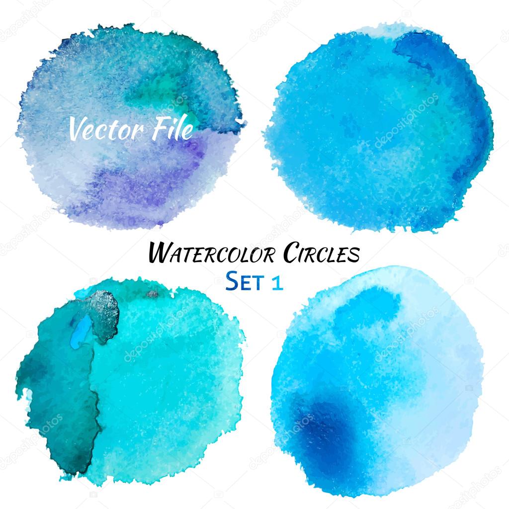 Watercolor Blue and Purple Vector Colorful Circles Set Stock Vector by ...
