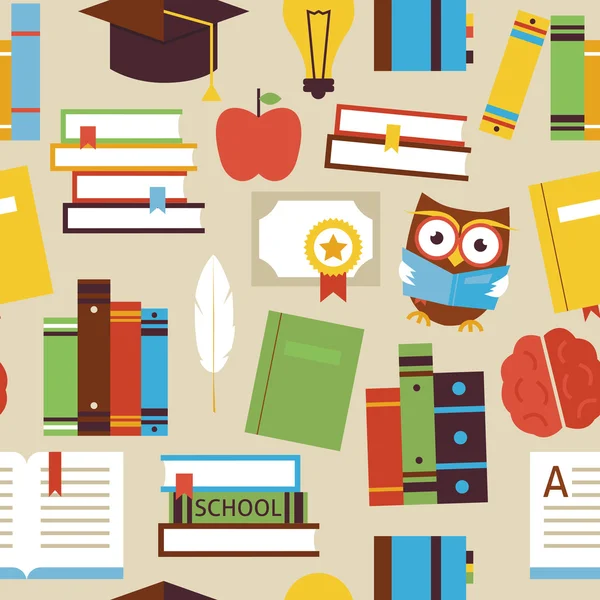 Books library seamless pattern. Reading background -- hand drawn doodle ...