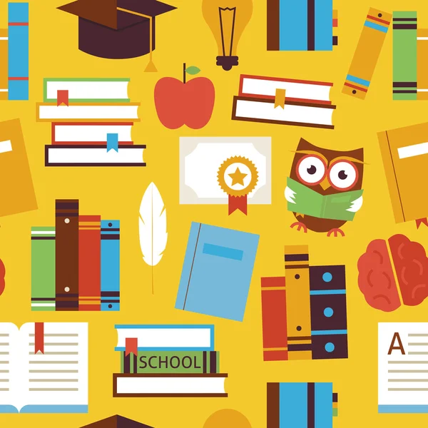 Books library seamless pattern. Reading background -- hand drawn doodle ...