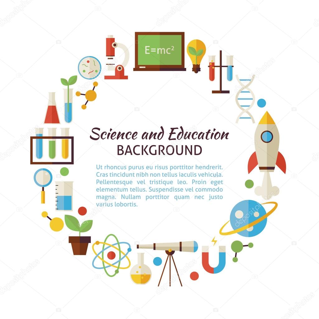 Flat Style Vector Circle Template Collection of Science and Educ Stock ...
