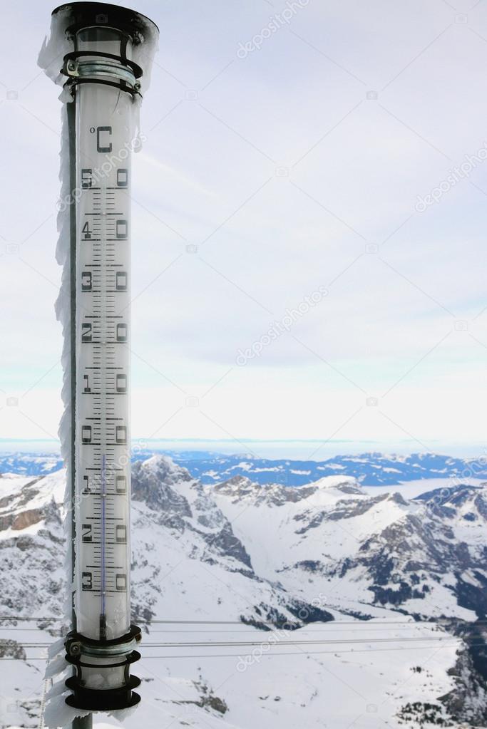 Huge thermometer over Alps. Titlis, Engelberg, Switzerland Stock Photo ...